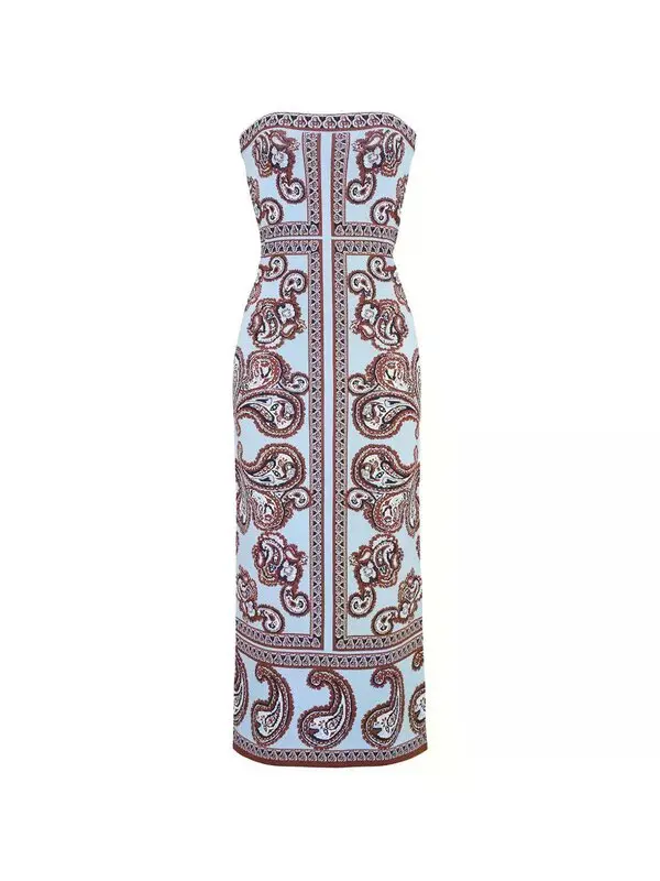 Cara Cara Strapless Paisley Print Midi Dress