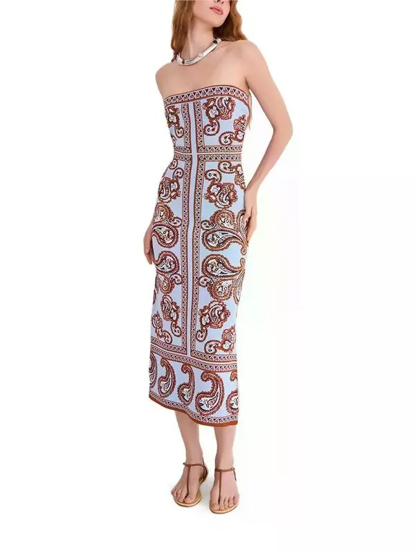 Cara Cara Strapless Paisley Print Midi Dress