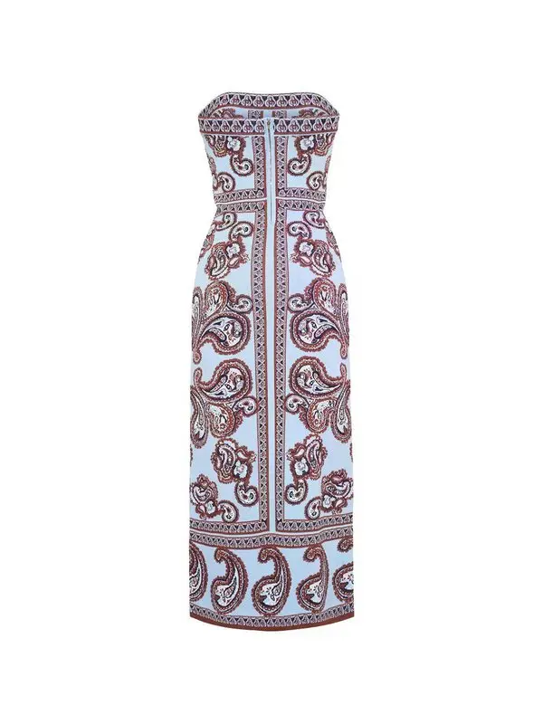 Cara Cara Strapless Paisley Print Midi Dress