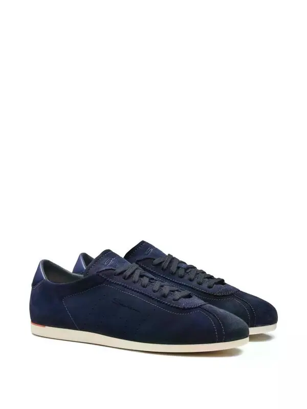 Santoni Yorker Perforated Suede Sneakers - Blue