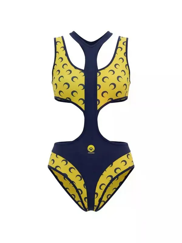 MARINE SERRE All-over Moon Cut-out Bodysuit - Blue