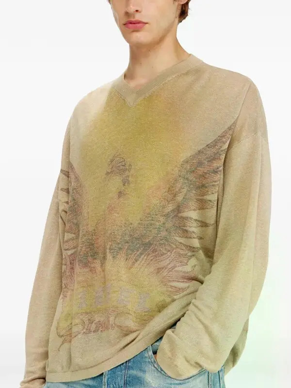 DIESEL® Phoenix Print V-neck Sweater