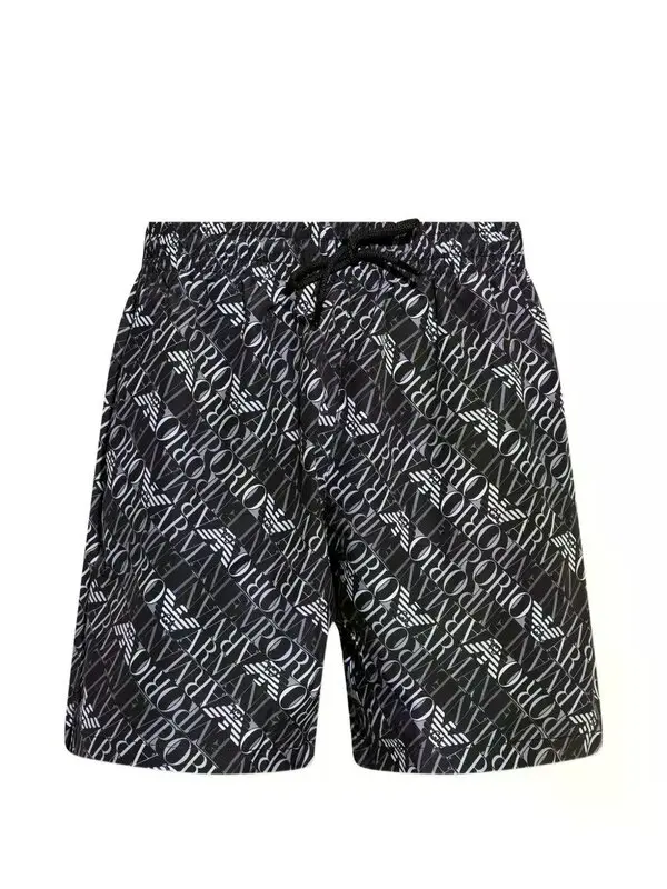 Emporio Armani Logo Print Drawstring Swim Shorts