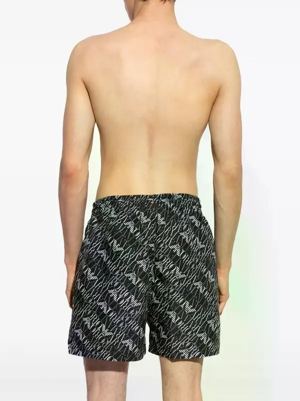 Emporio Armani Logo Print Drawstring Swim Shorts