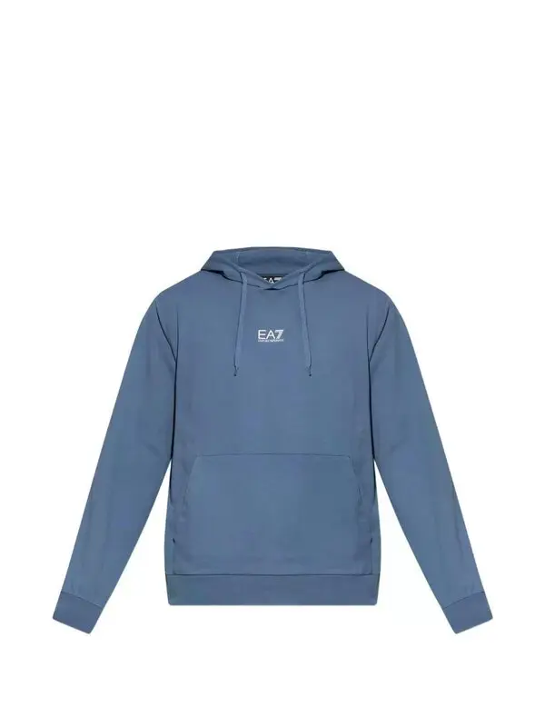 EA7 Logo Print Drawstring Hoodie