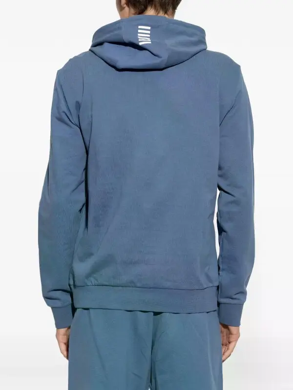 EA7 Logo Print Drawstring Hoodie