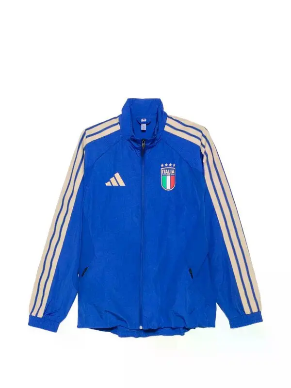 Adidas Logo Print Striped Jacket - Blue