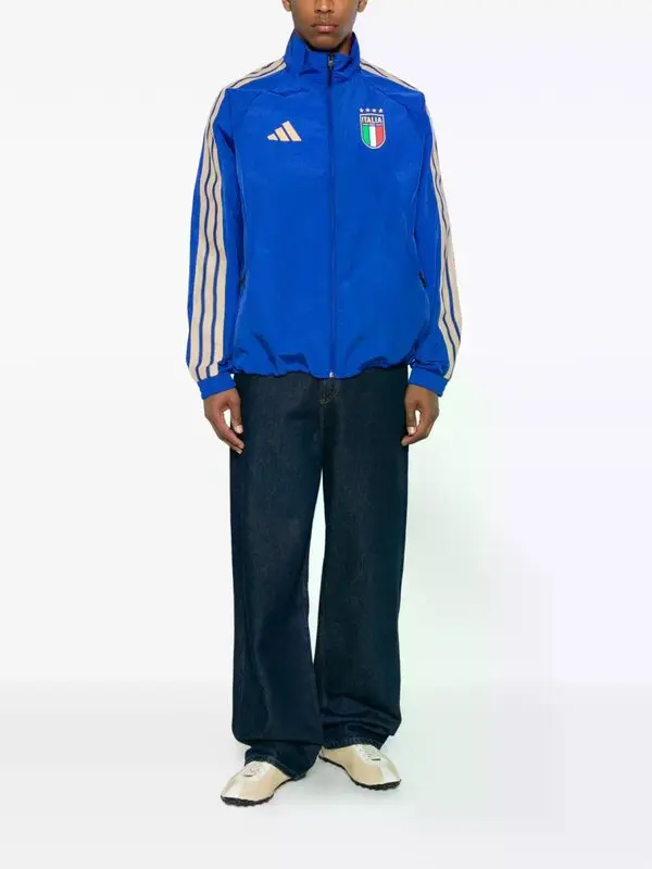 Adidas Logo Print Striped Jacket