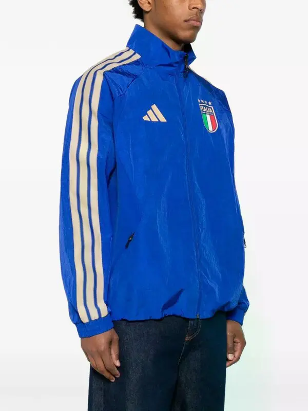 Adidas Logo Print Striped Jacket