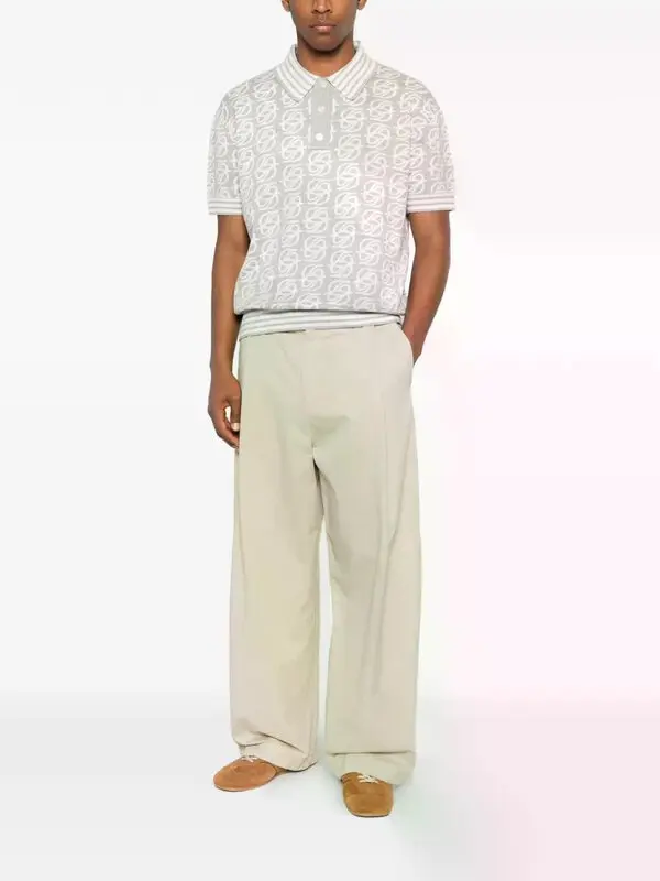 Drole De Monsieur Monogram-knit Striped-trim Polo Shirt