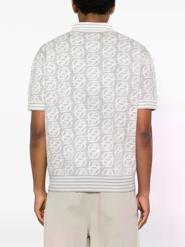 Drole De Monsieur Monogram-knit Striped-trim Polo Shirt