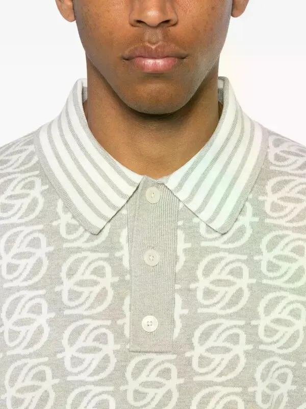 Drole De Monsieur Monogram-knit Striped-trim Polo Shirt