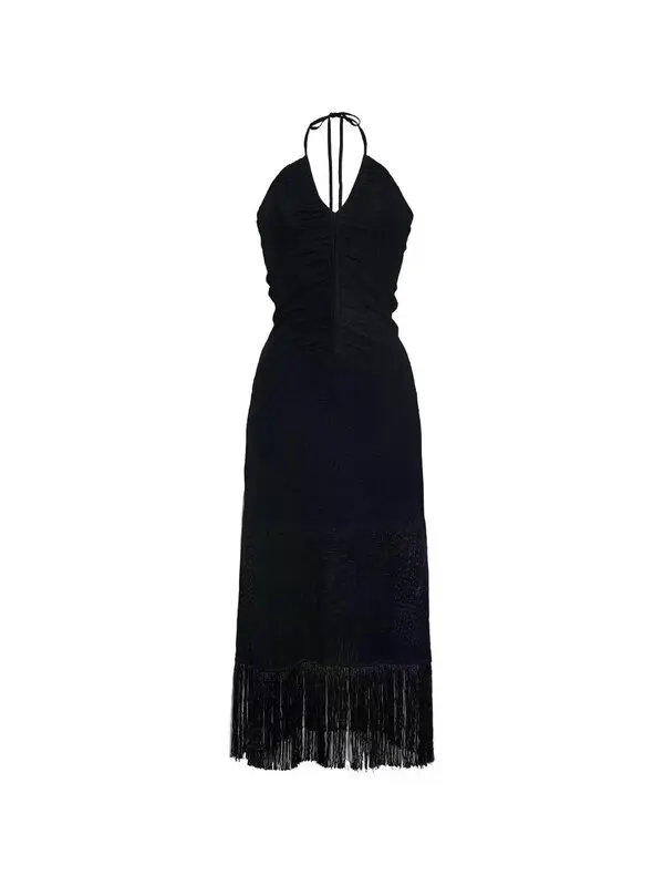 Cara Cara Hawthorne Fringe-trim Midi Dress - Black