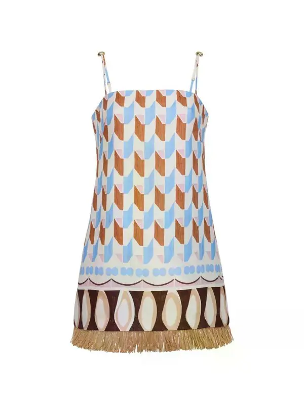 Cara Cara Valencia Fringe-trim Mini Dress - Neutrals