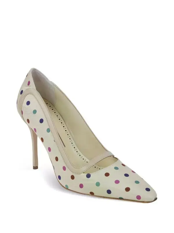 Manolo Blahnik Polka-dot Silk Pumps