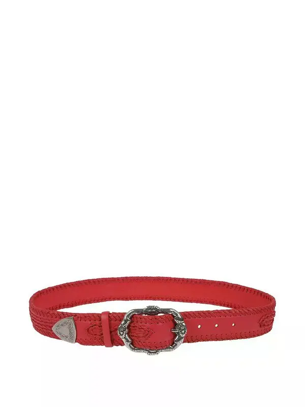 Ermanno Scervino Braided Belt With Floral Buckle - Red