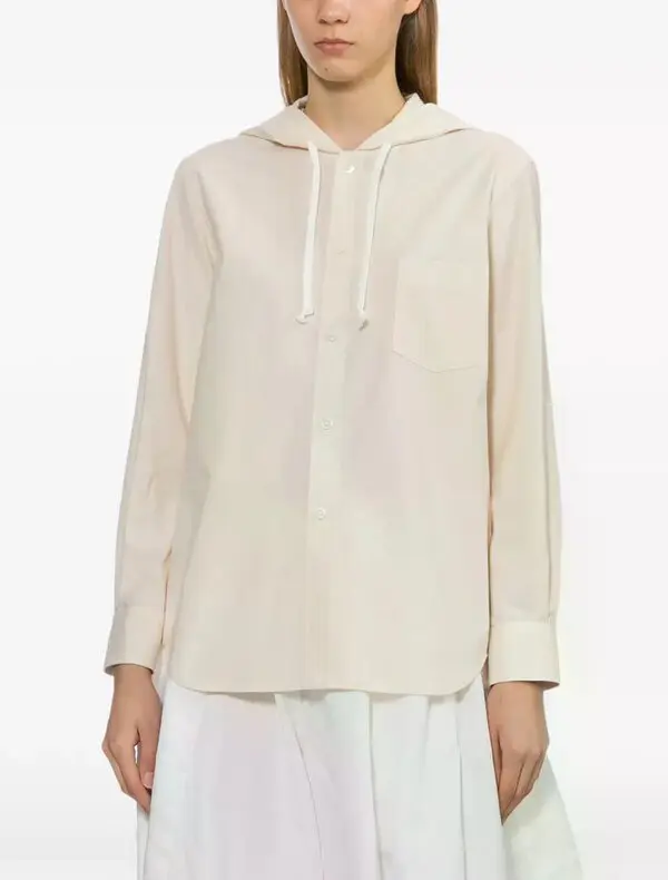 Comme Des Garçons Ecru Drawstring Hood Shirt