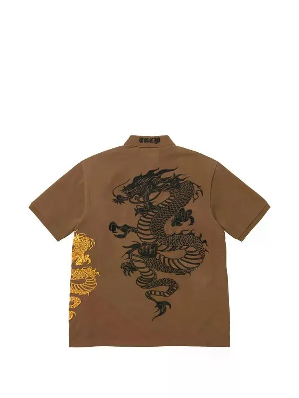 Supreme X The Great China Wall Dragon Embroidered Shirt - Brown