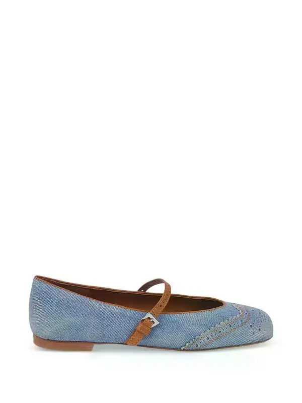 Ermanno Scervino Brogue Detail Ballet Flats - Blue