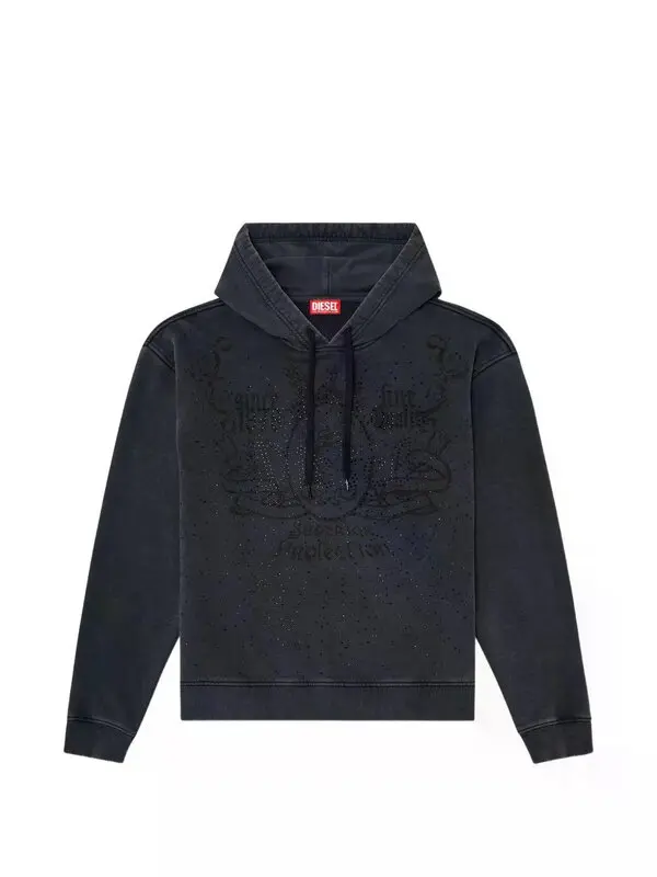 DIESEL® S-norm Rhinestone Embellished Acid-wash Hoodie - Grey