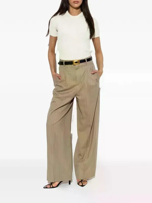 AMI Paris Ribbed Knit T-shirt - Neutrals