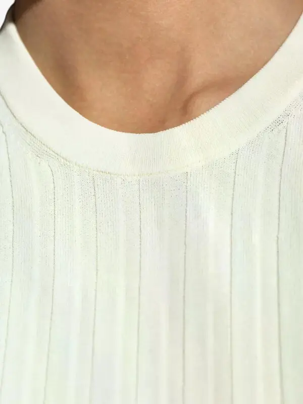 AMI Paris Ribbed Knit T-shirt - Neutrals