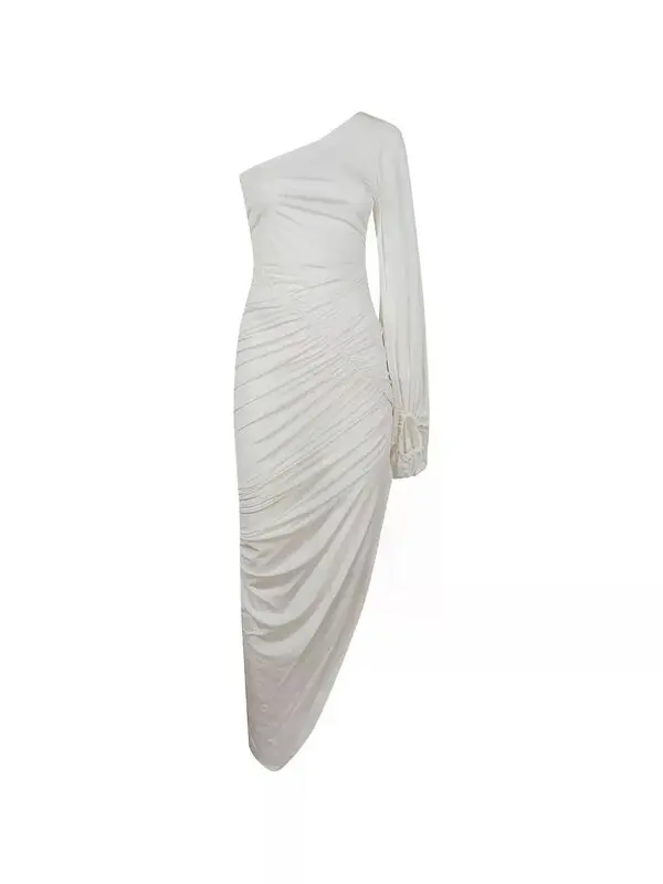 Amen One-shoulder Ruched Maxi Dress - White