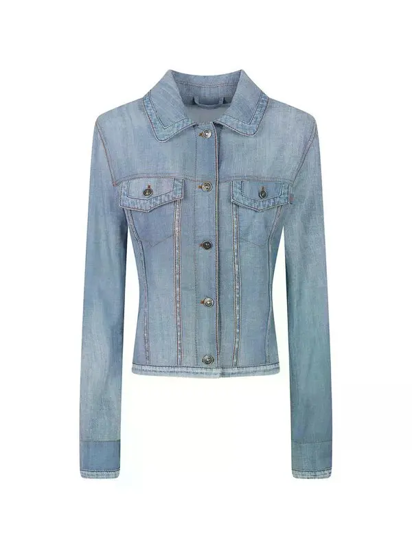 Ermanno Scervino Contrast Stitch Denim Jacket - Blue