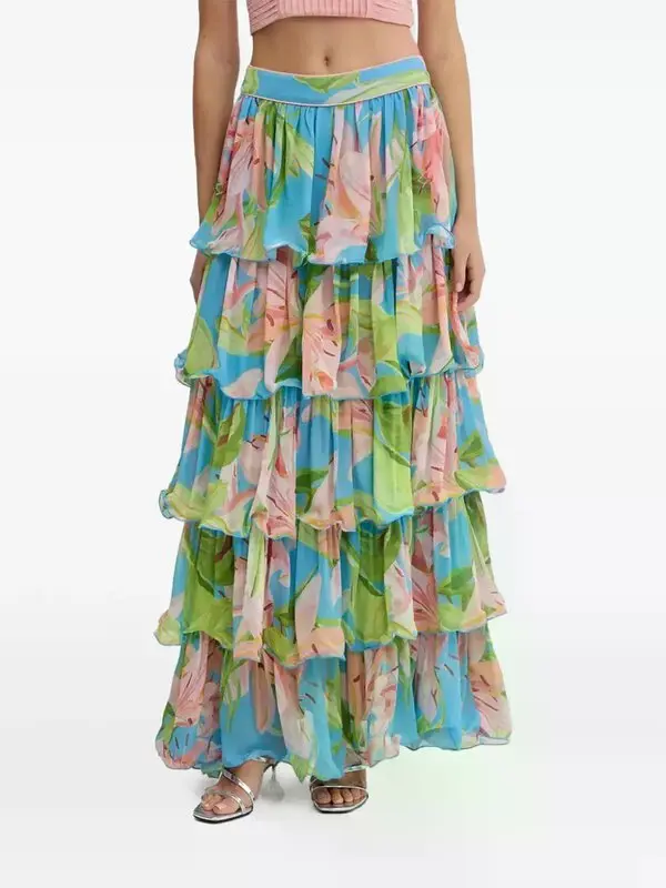 Farm Rio Lily Tiered Ruffled Maxi Skirt