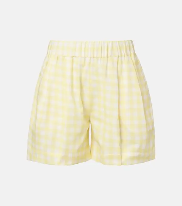 Asceno Gingham Linen And Cotton Shorts - Yellow