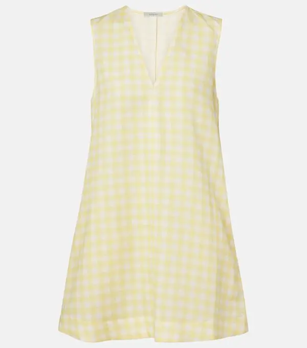 Asceno Gingham Linen And Cotton Mini Dress