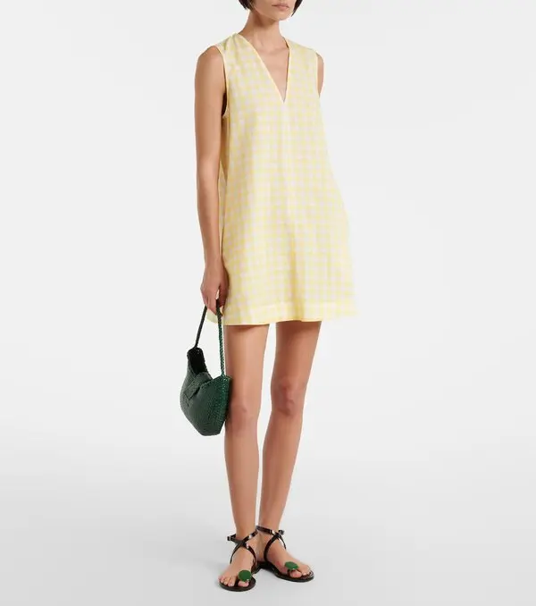 Asceno Gingham Linen And Cotton Mini Dress