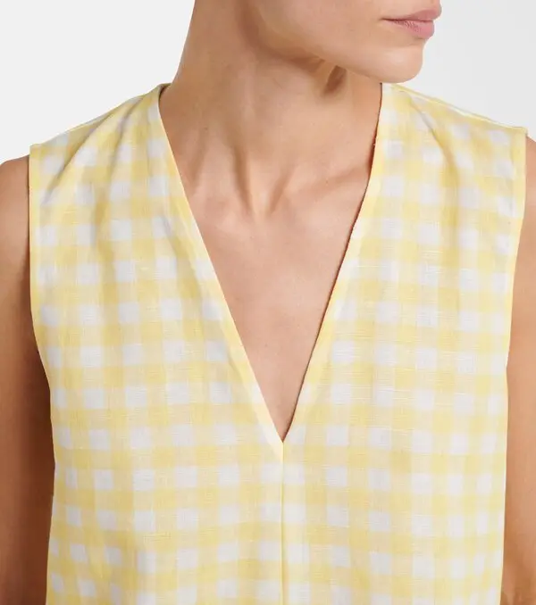 Asceno Gingham Linen And Cotton Mini Dress