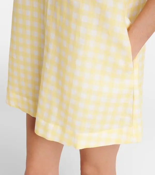 Asceno Gingham Linen And Cotton Mini Dress