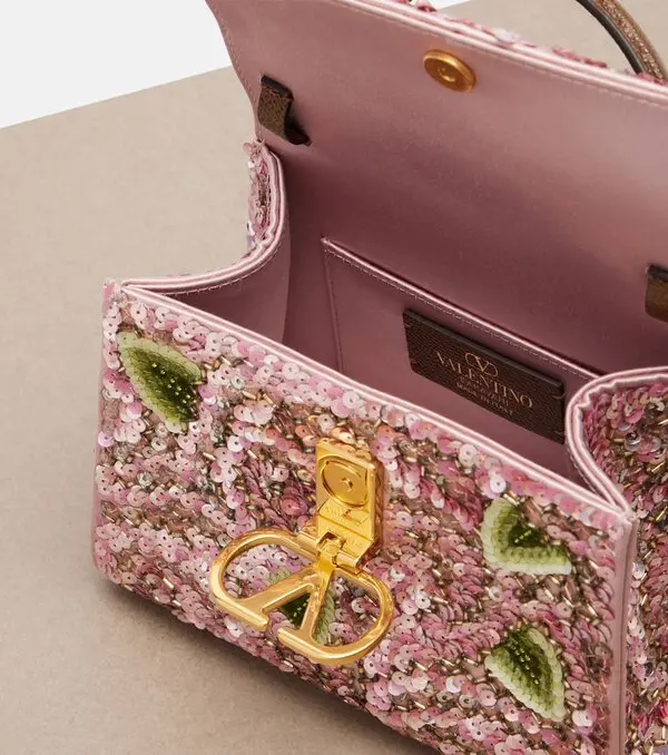 Valentino Garavani Vsling Mini Sequined Top-handle Bag - Pink