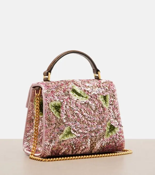 Valentino Garavani Vsling Mini Sequined Top-handle Bag - Pink