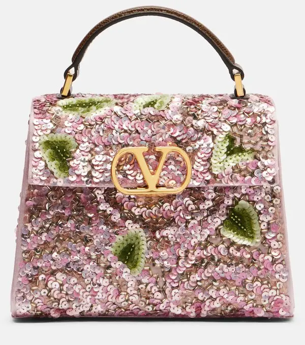 Valentino Garavani Vsling Mini Sequined Top-handle Bag - Pink