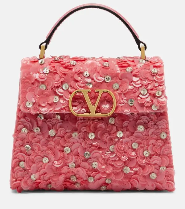 Valentino Garavani Vsling Mini Sequined Top-handle Bag - Pink