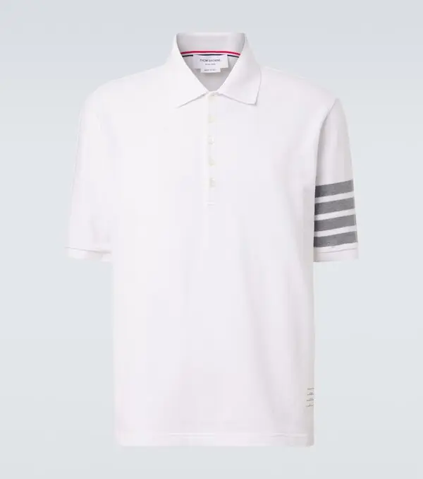 Thom Browne 4-bar Cotton Polo Shirt - White