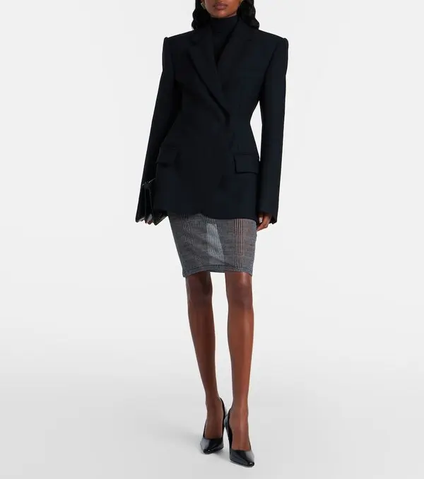 Elie Saab Checked Sheer Pencil Skirt