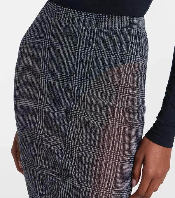 Elie Saab Checked Sheer Pencil Skirt