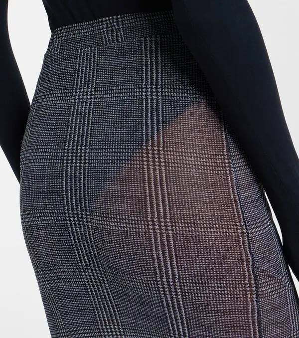 Elie Saab Checked Sheer Pencil Skirt