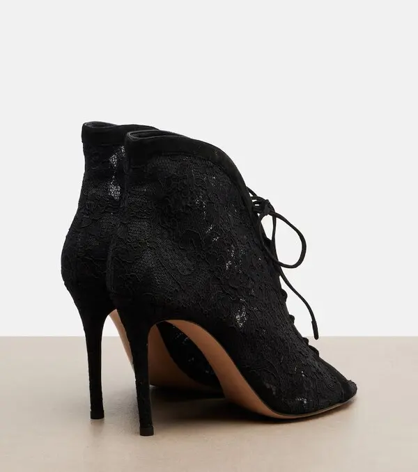 GIANVITO ROSSI Lace-up Suede And Lace Ankle Boots