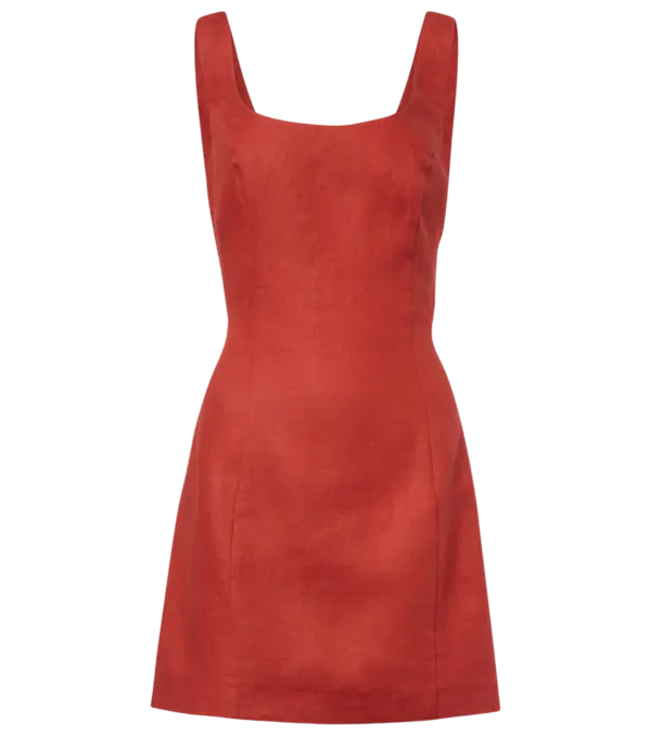 SIR. Linen Mini Dress Burnt - Red