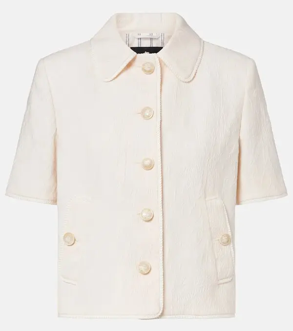 Etro Cotton-blend Jacquard Cropped Jacket - White