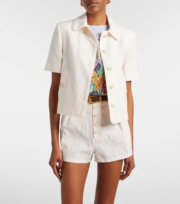 Etro Cotton-blend Jacquard Cropped Jacket