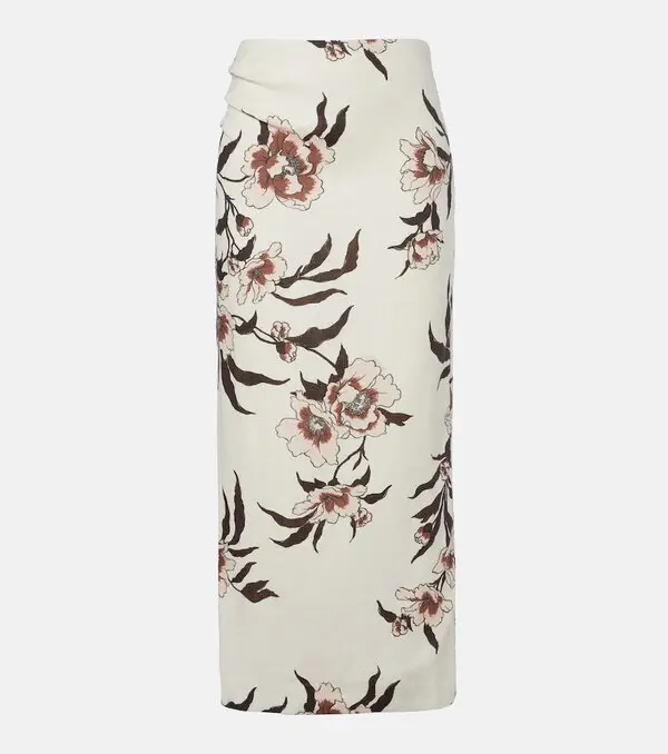 SIR. Floral Linen Maxi Skirt - White