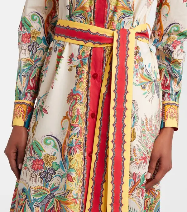 Etro Paisley Belted Cotton Shirt Dress - White