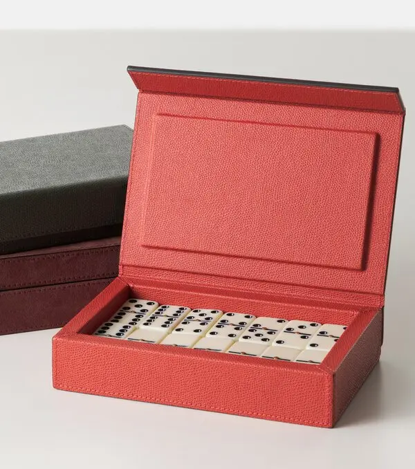 GIOBAGNARA Parma Leather And Walnut Domino Set