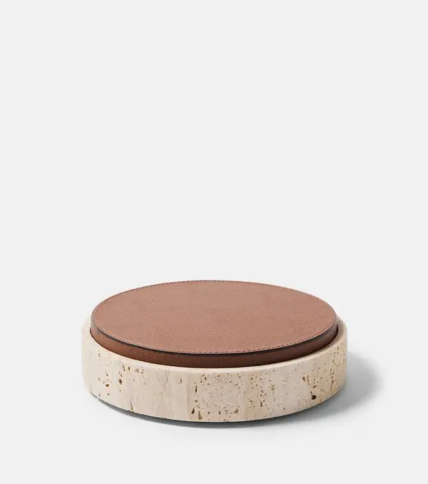 GIOBAGNARA Giza Small Marble And Leather Box - Brown